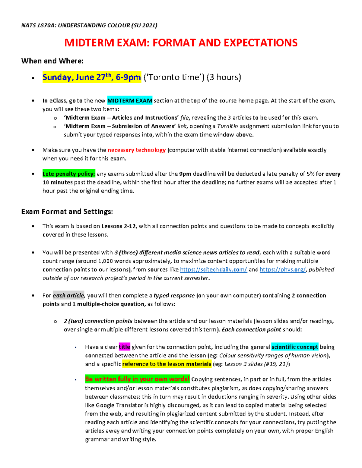 1 1870 - Exam 1 - Format and Expectations v2 - MIDTERM EXAM: FORMAT AND ...