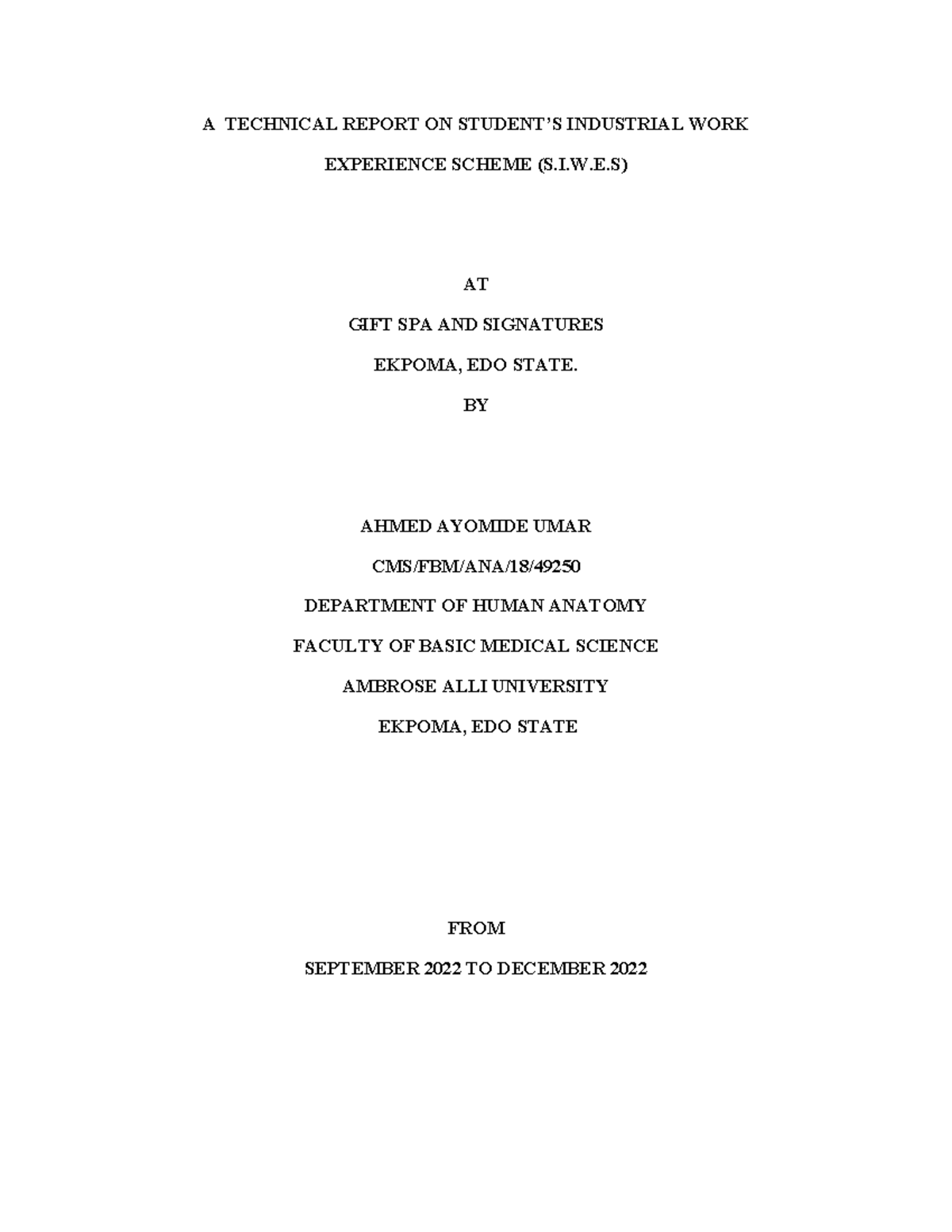 A Technical Report ON Student Industrial WORK - A TECHNICAL REPORT ON ...