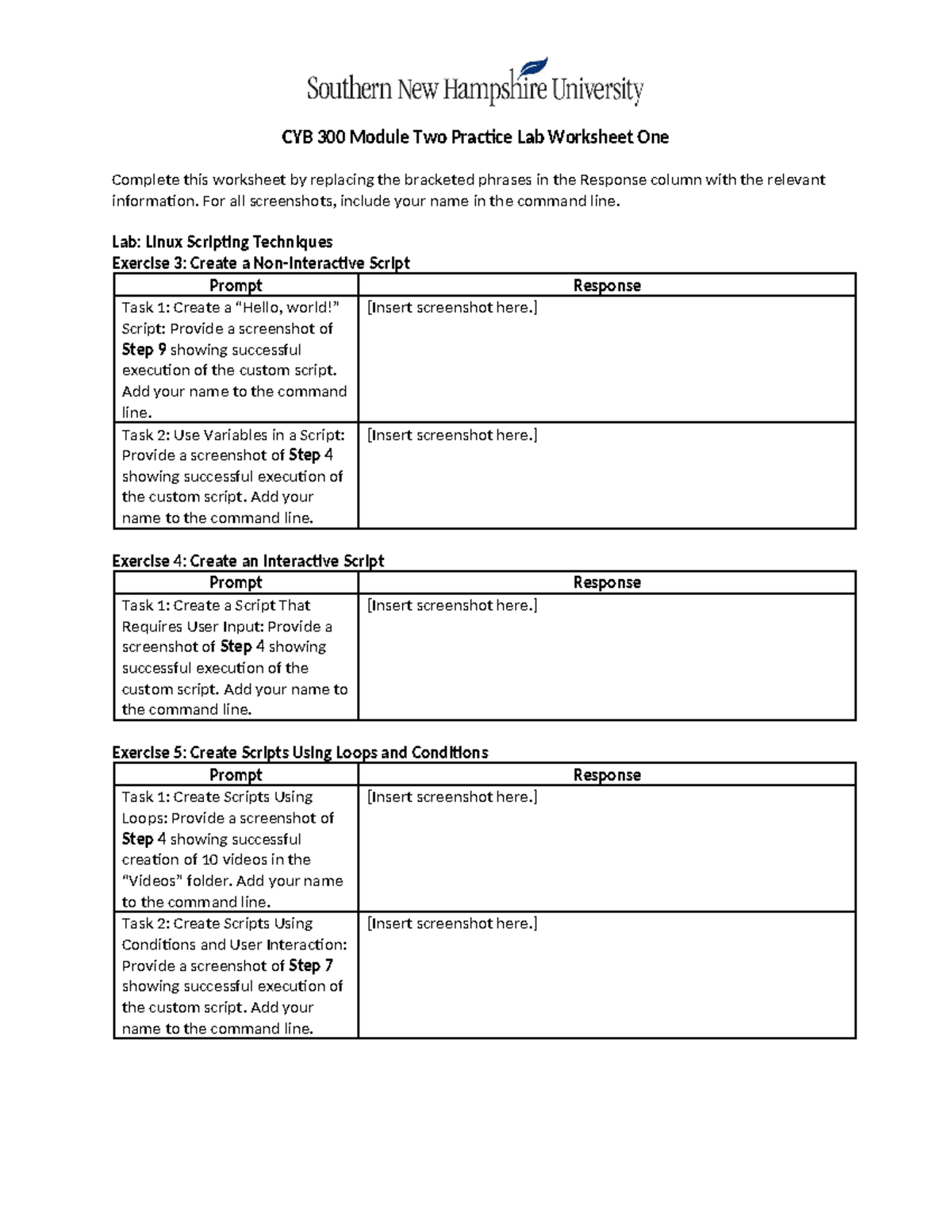 Module one Lab worksheet template for CYB300 - CYB 300 Module Two ...