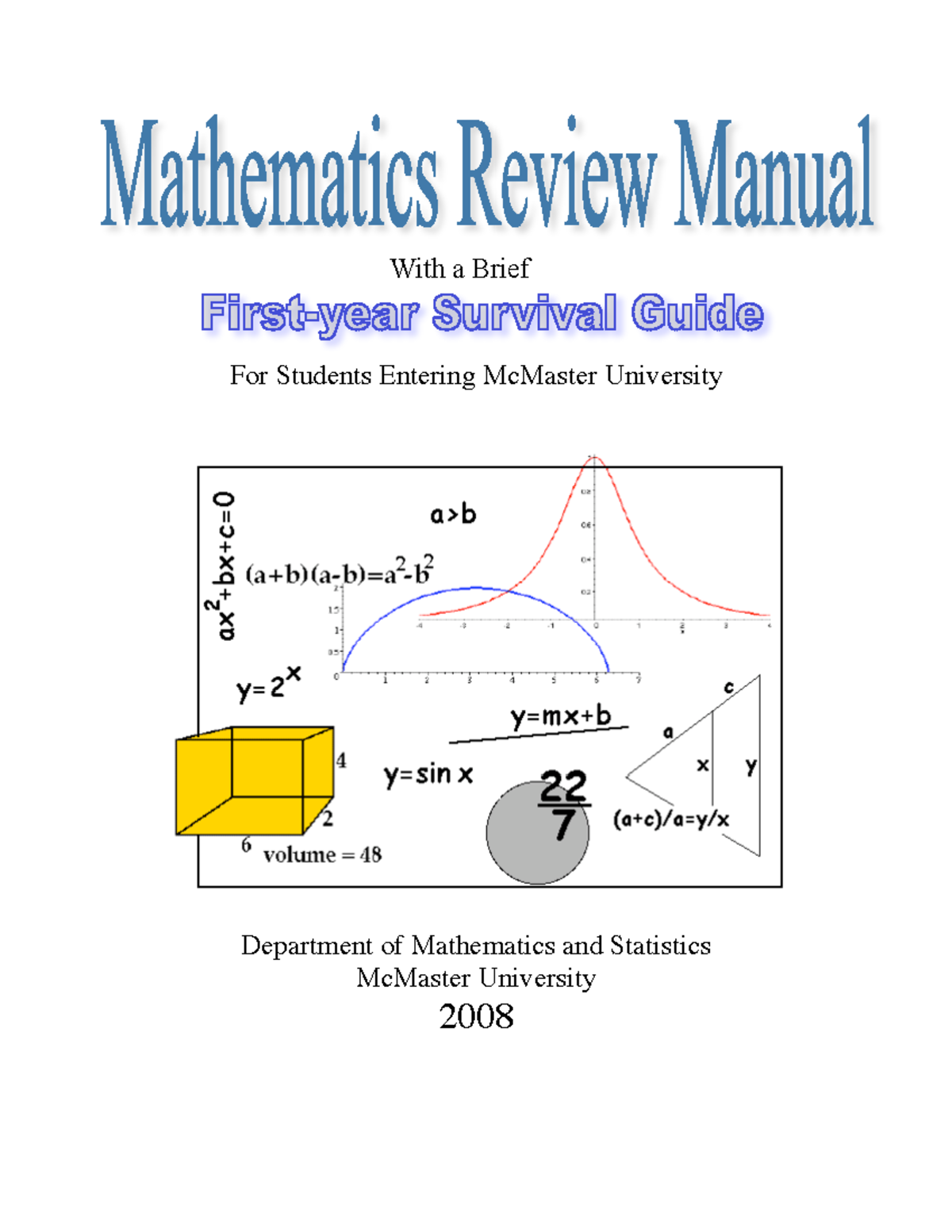 Math Review Manual - With a Brief For Students Entering McMaster ...