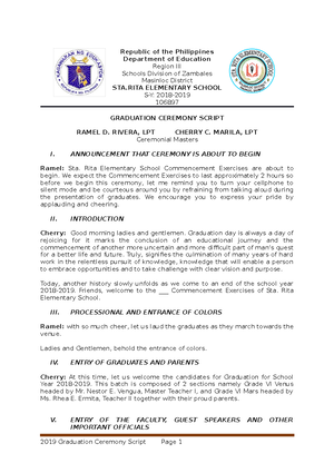 Emcee Script FOR Moving UP OR Graduation - MC SCRIPT (Completion/Moving ...