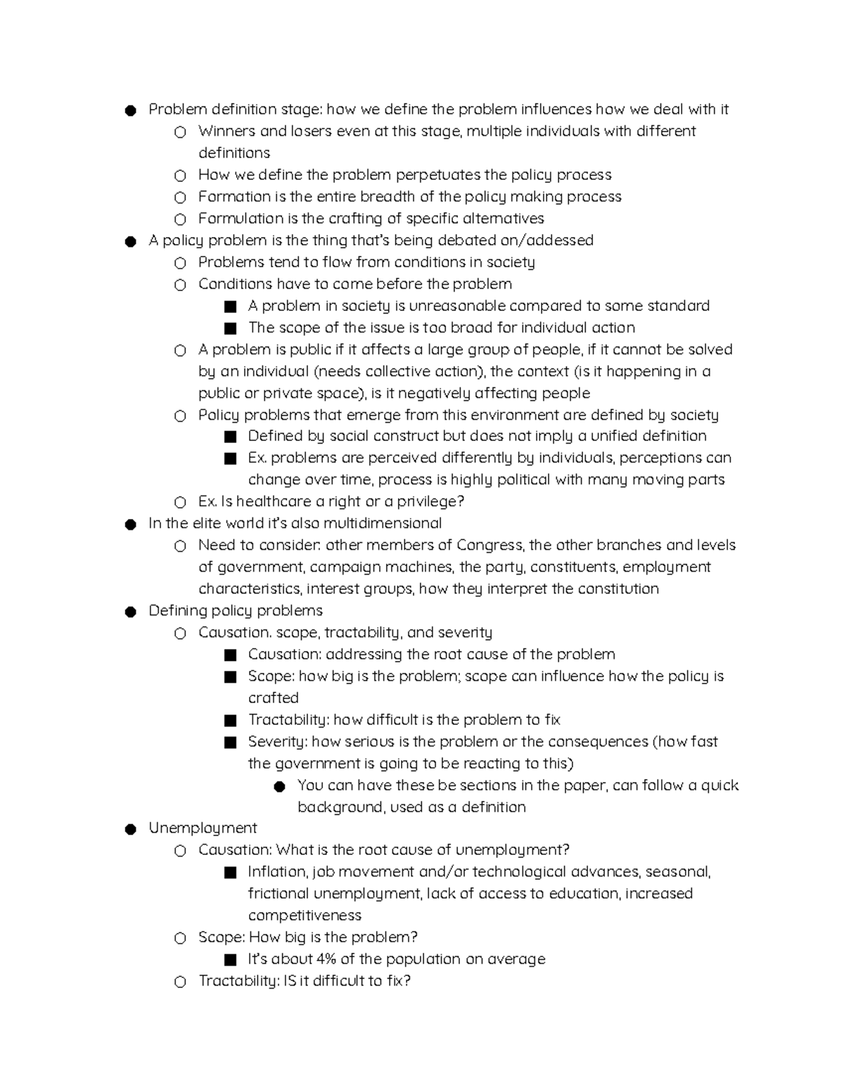 02 11 Policy Process - This is an study guide - Problem definition ...