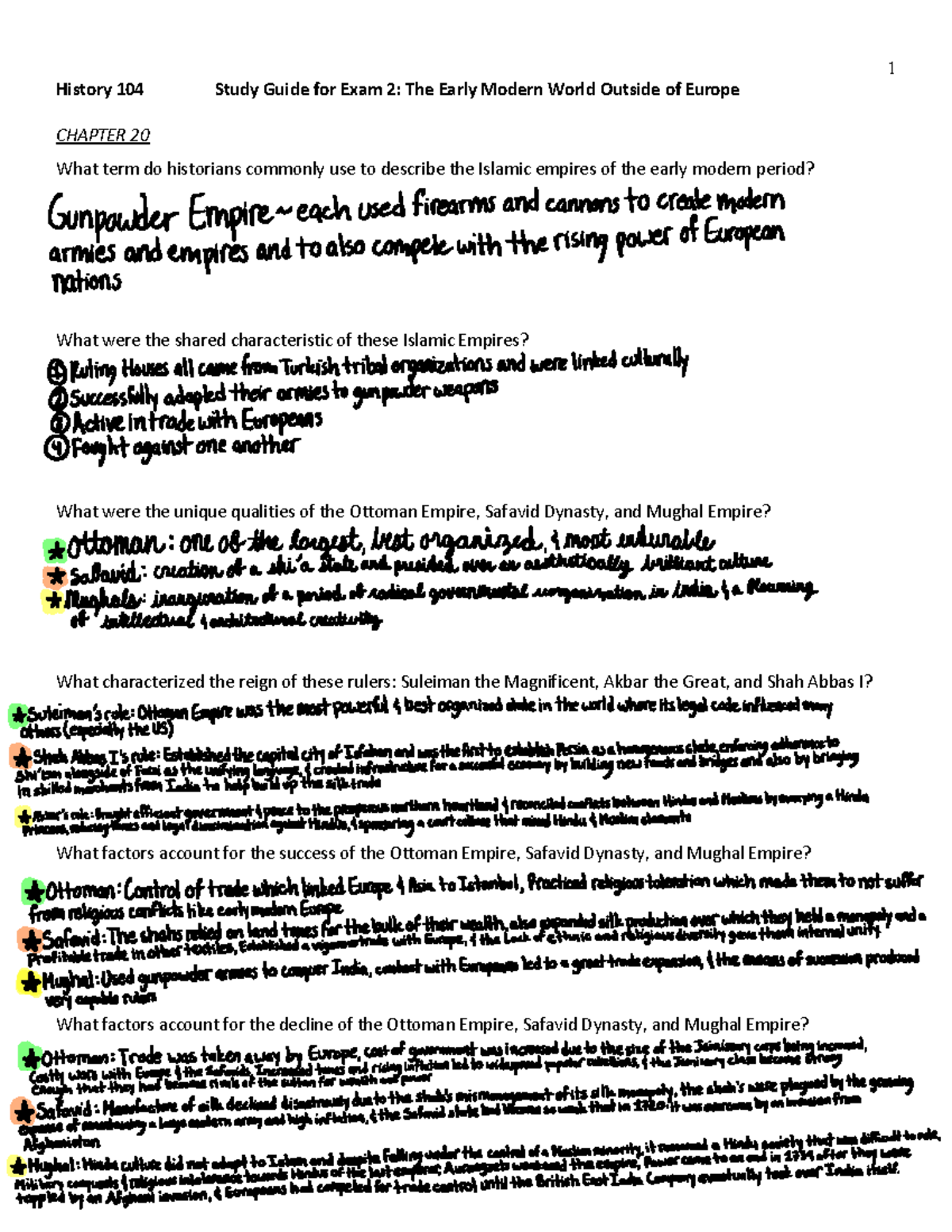 Exam 2 Study Guide - Practice - History 104 Study Guide for Exam 2: The ...
