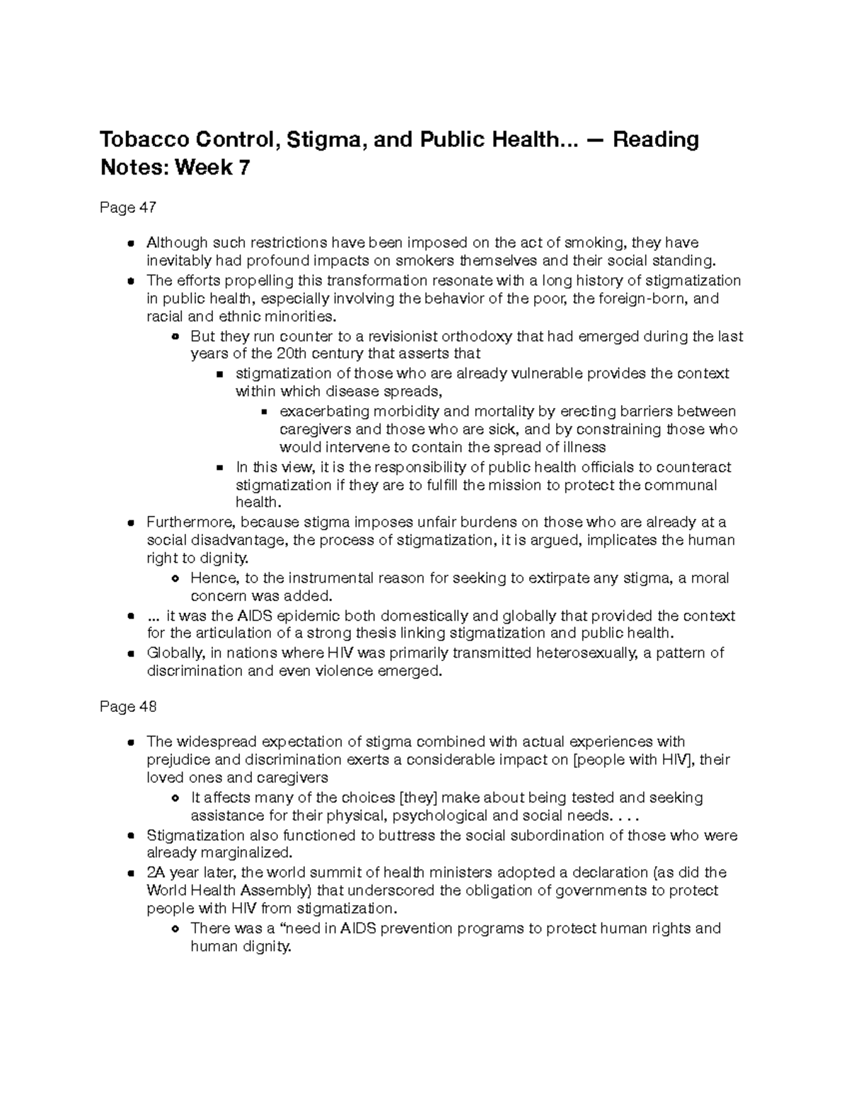 Glb Hlt 100 - Tobacco Control, Stigma, and Public Health... - Reading ...