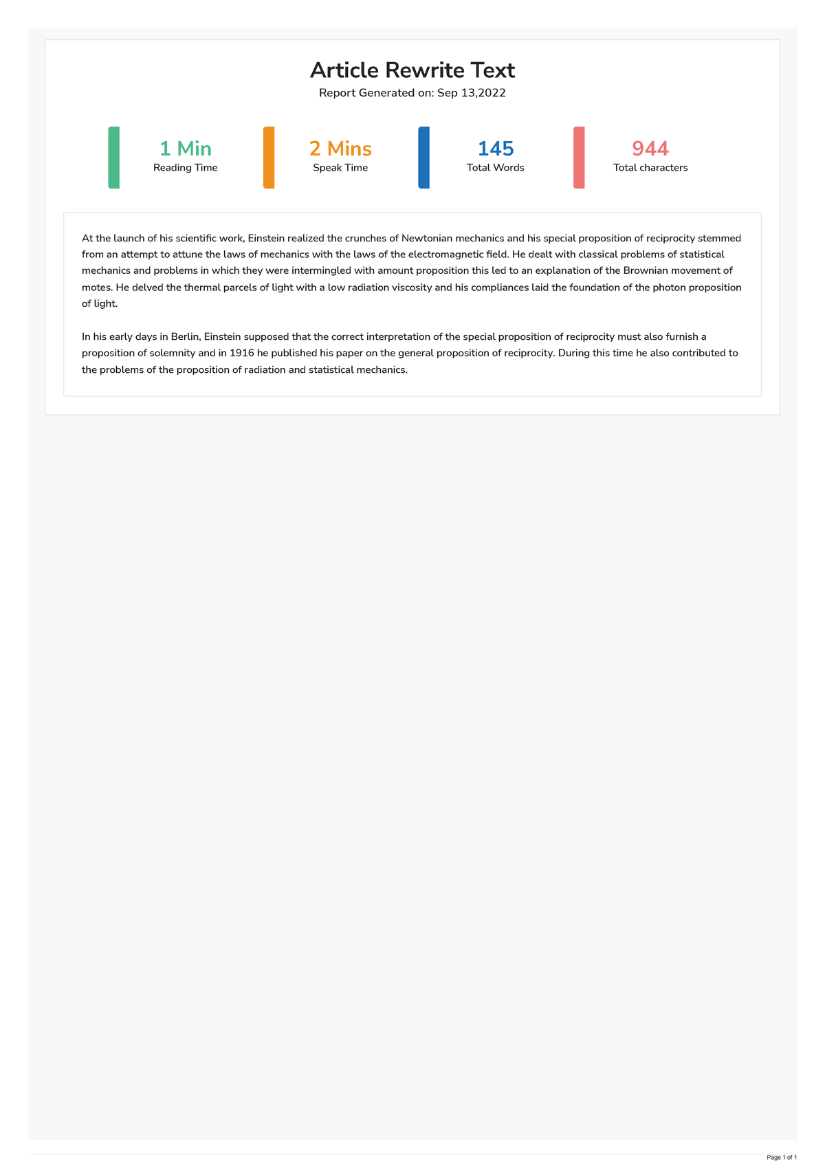 Albert - Article Rewrite Text Report Generated on: Sep 13, 1 Min ...