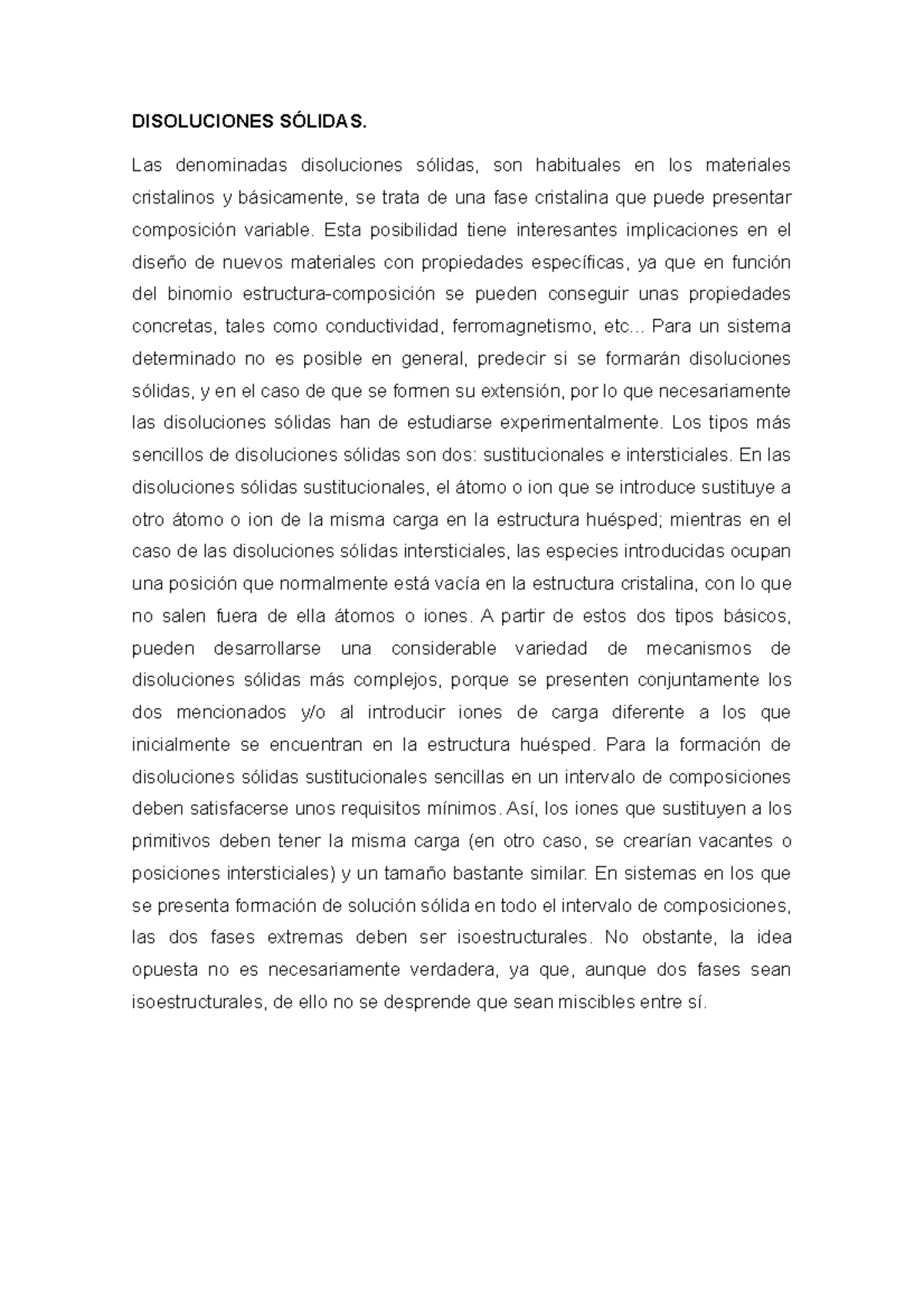 Disoluciones Sólidas - trabajos - DISOLUCIONES SÓLIDAS. Las denominadas ...