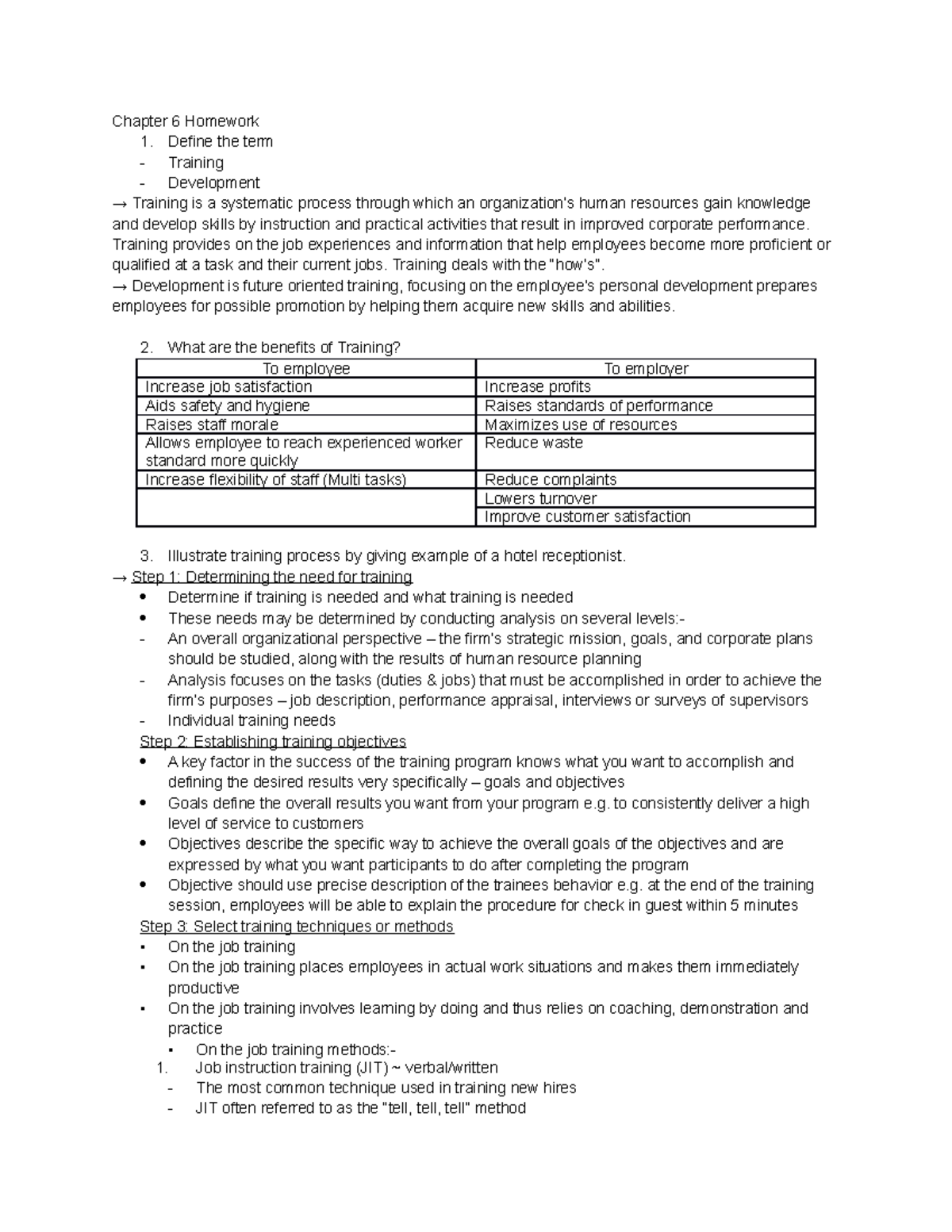 Chapter 6 Homework - week 6 - Human Resources - Studocu