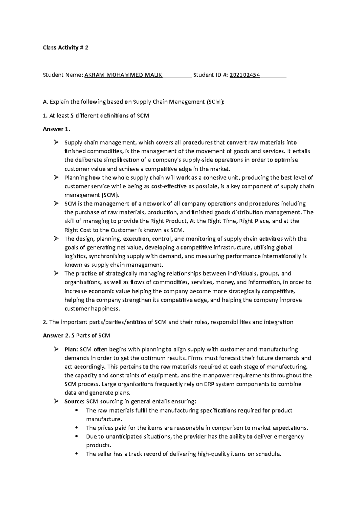 Class Activity # 2 - Lecture Notes - Class Activity # 2 Student Name ...