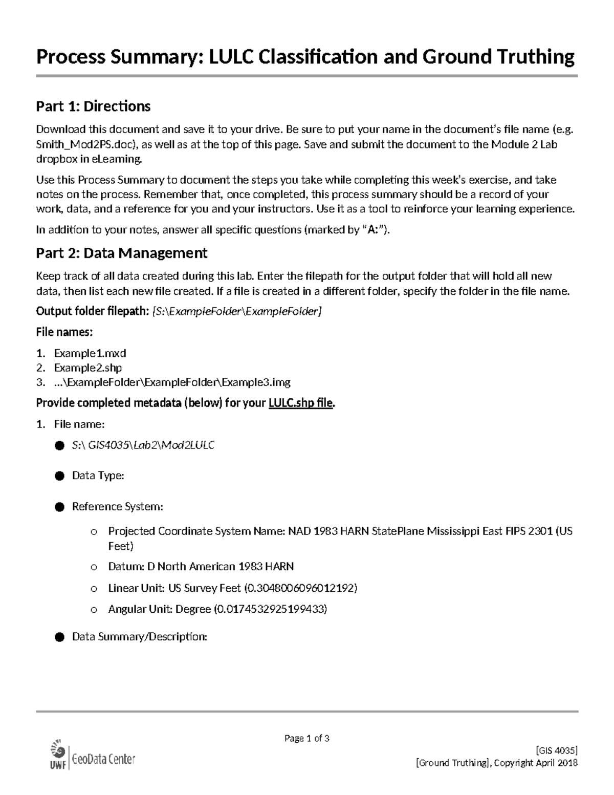Module 2 Lab Process Summary - Process Summary: LULC Classification and ...