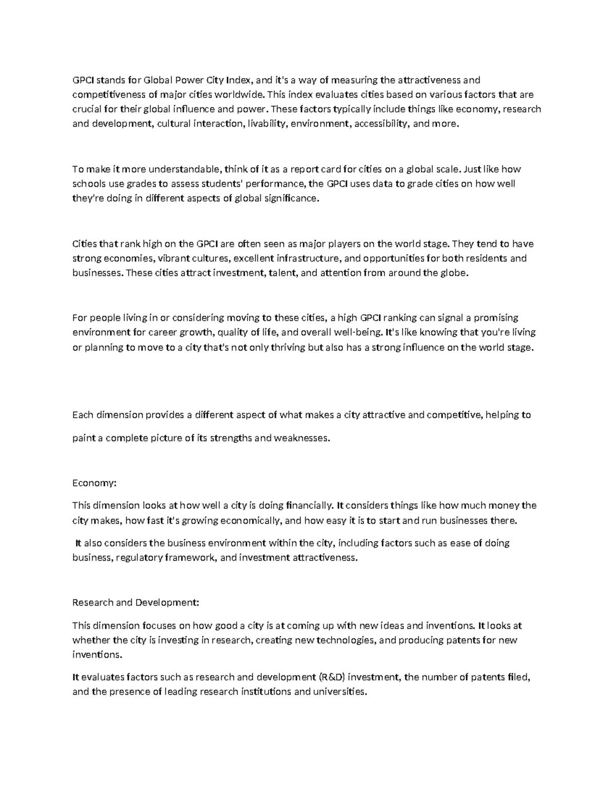 TCWD sript - GPCI stands for Global Power City Index, and it's a way of ...