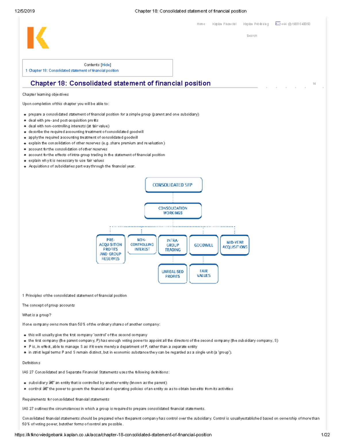 Chapter 18 Consolidated statement of financial position - share premium ...