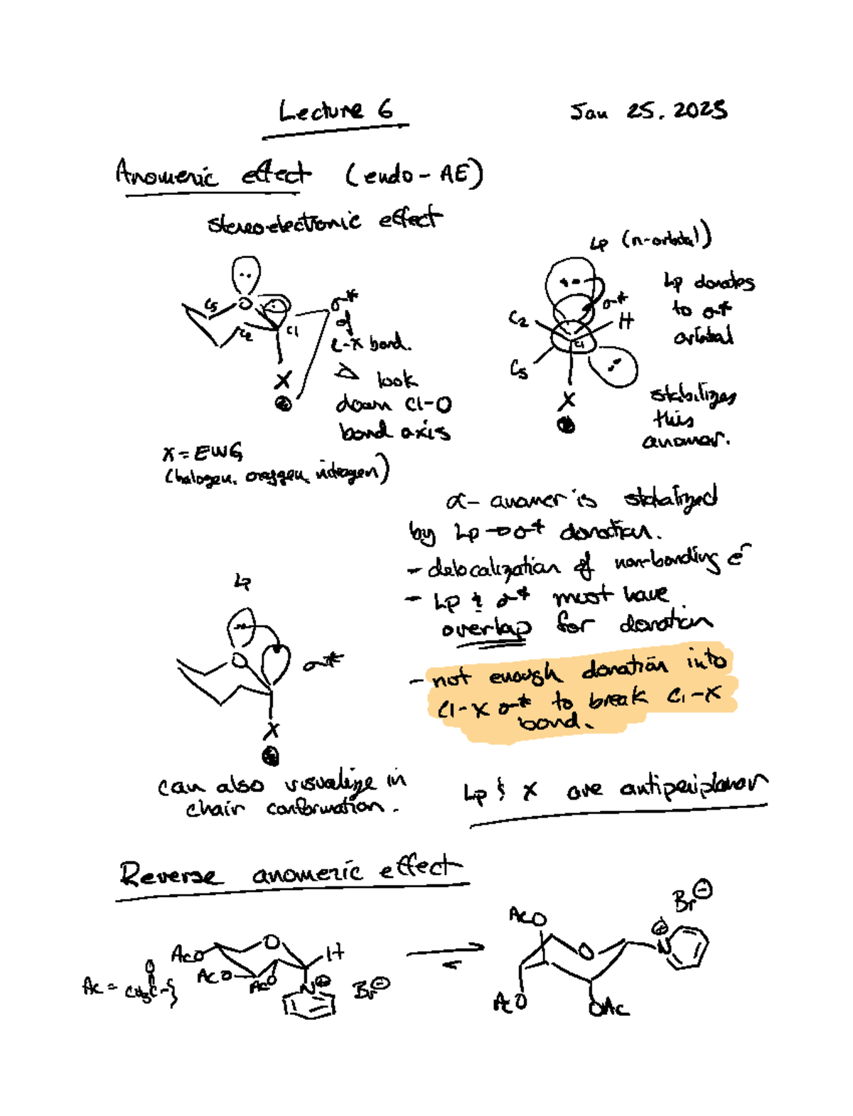Lec 6 - lecture note - _M Jan 25 2023 Anomeric effect endo AE ...