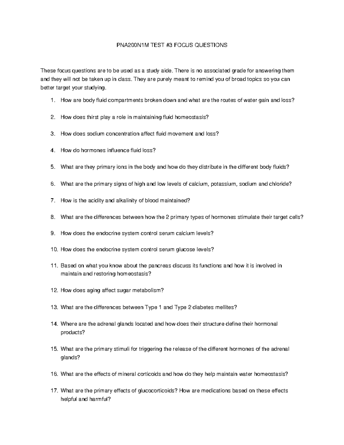 PNA200N1M Focus Questions - Test #3 - PNA200N1M TEST #3 FOCUS QUESTIONS ...