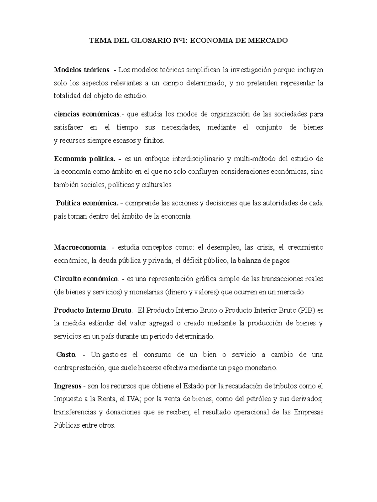 TEMA DEL Glosario N° 2 - tarea - TEMA DEL GLOSARIO UTILIDAD, MAXIMIZACIÓN Y ELASTICIDAD Costo ...