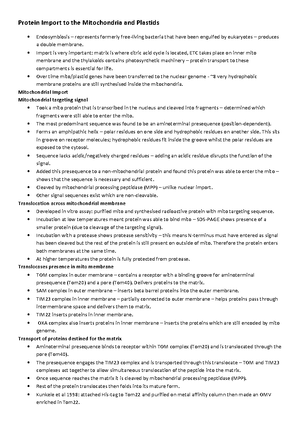 Concise Revision Notes Protein Sorting - Protein sorting in the ER ER ...