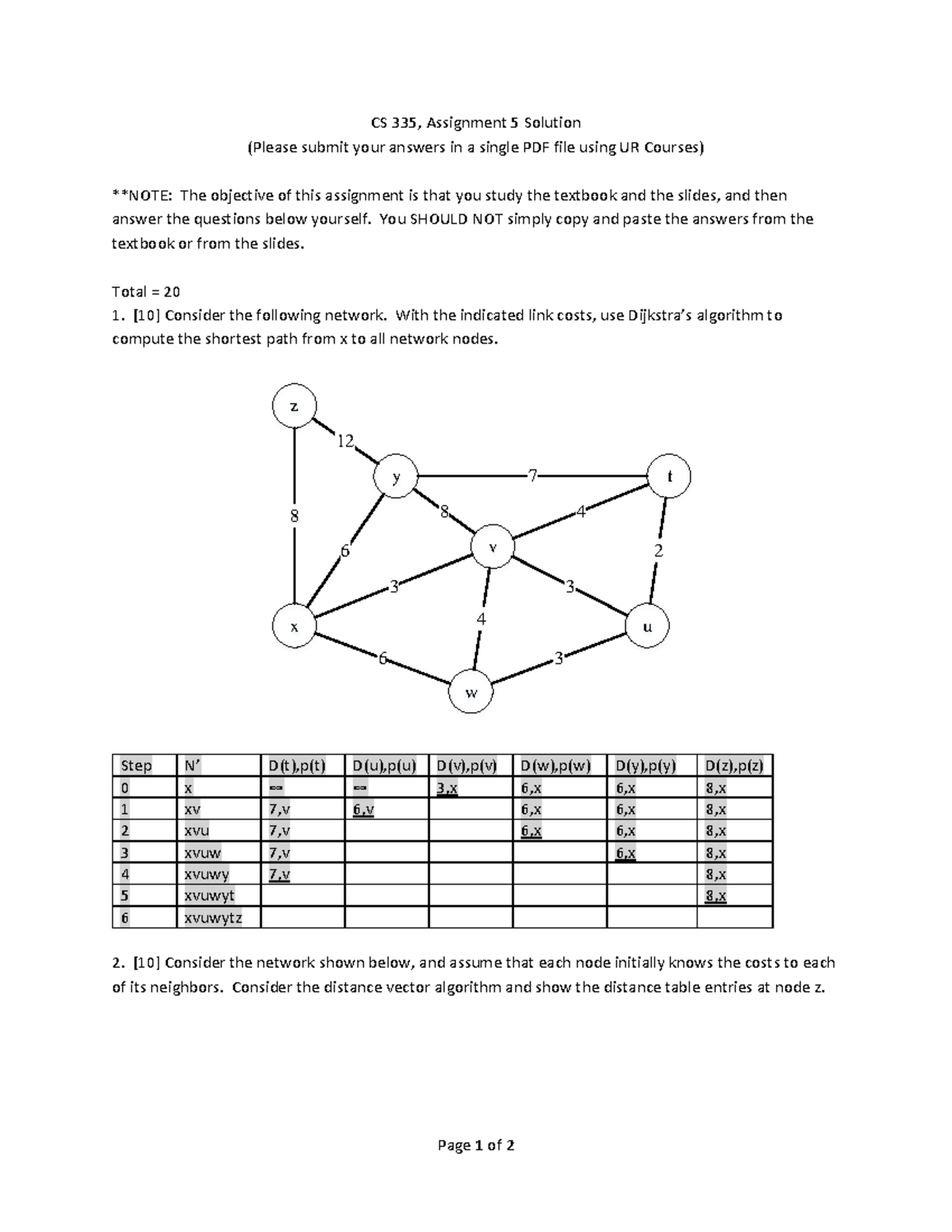 Asg 5 solution - Assignment for students - Page 1 of 2 CS 335 ...