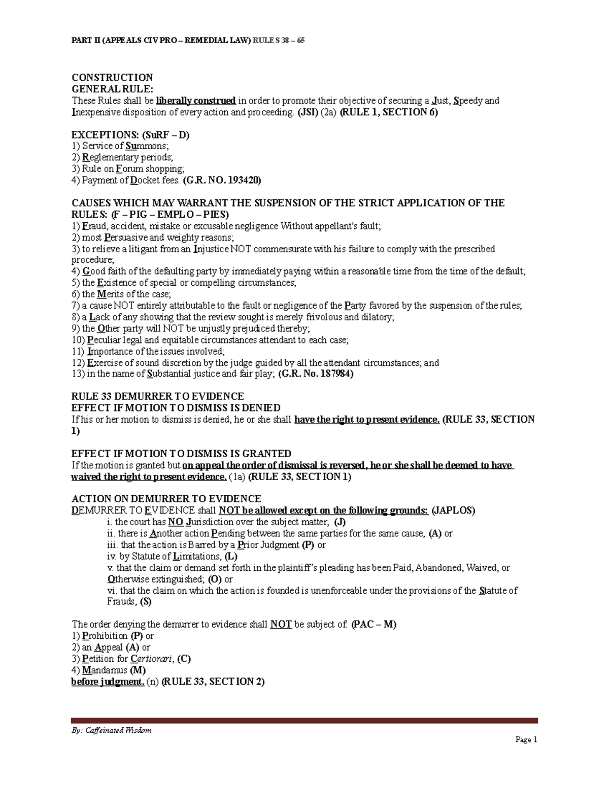 PART II ( Appeals CIV PRO Remedial LAW) Rules 38 – 65 (Autosaved ...
