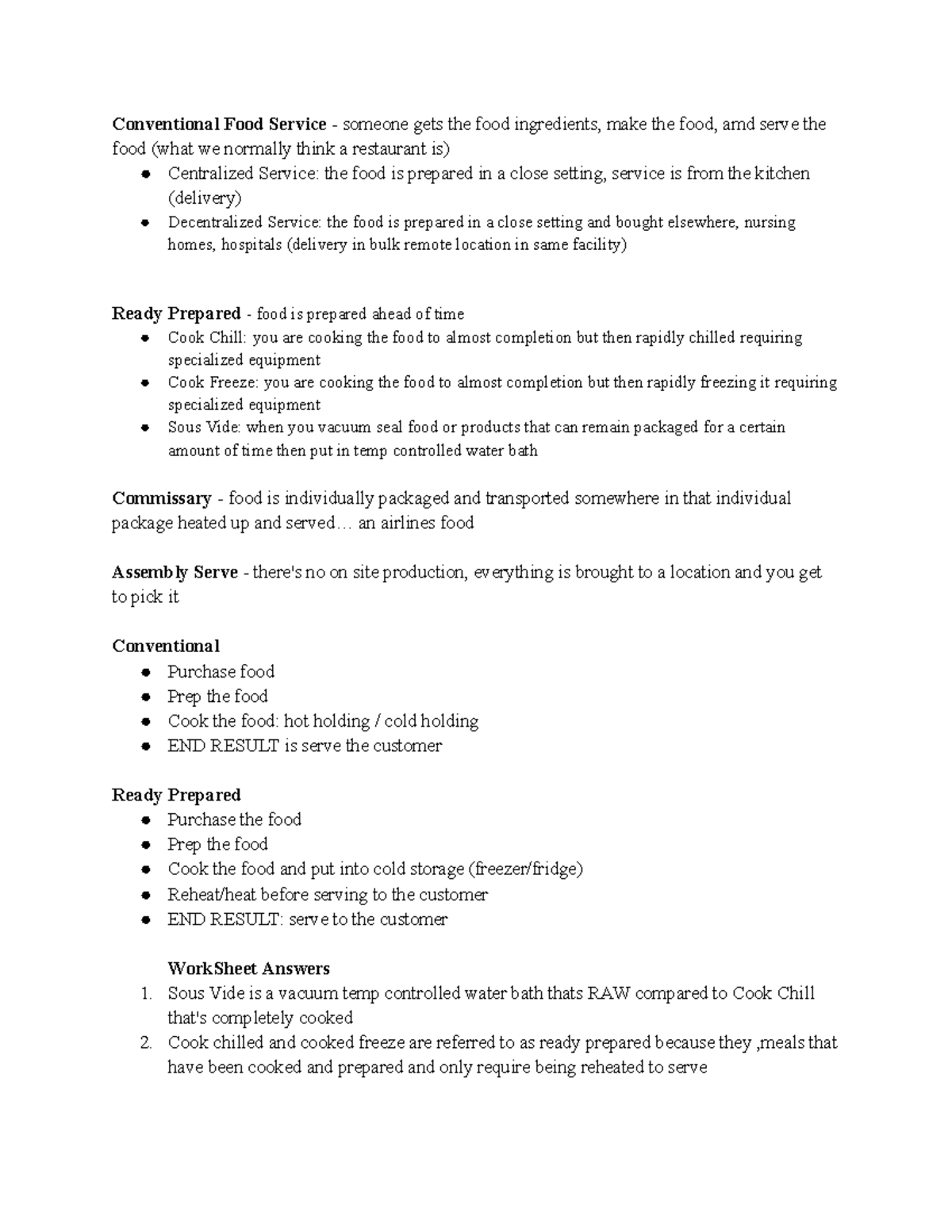 Week 5 Notes FSN 202 - Google Docs - Conventional Food Service ...