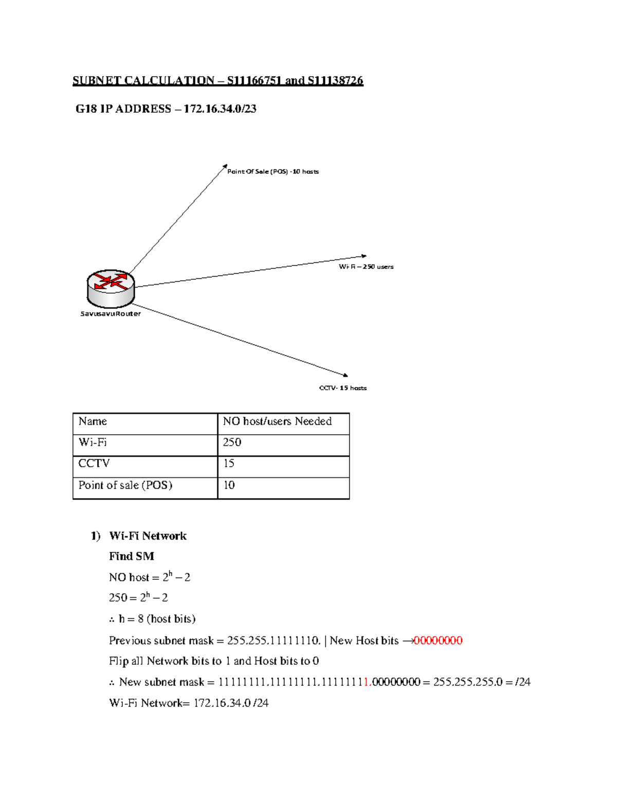 Subnet Calc G18 s11166751 s11138726 - SUBNET CALCULATION – S11166751 ...