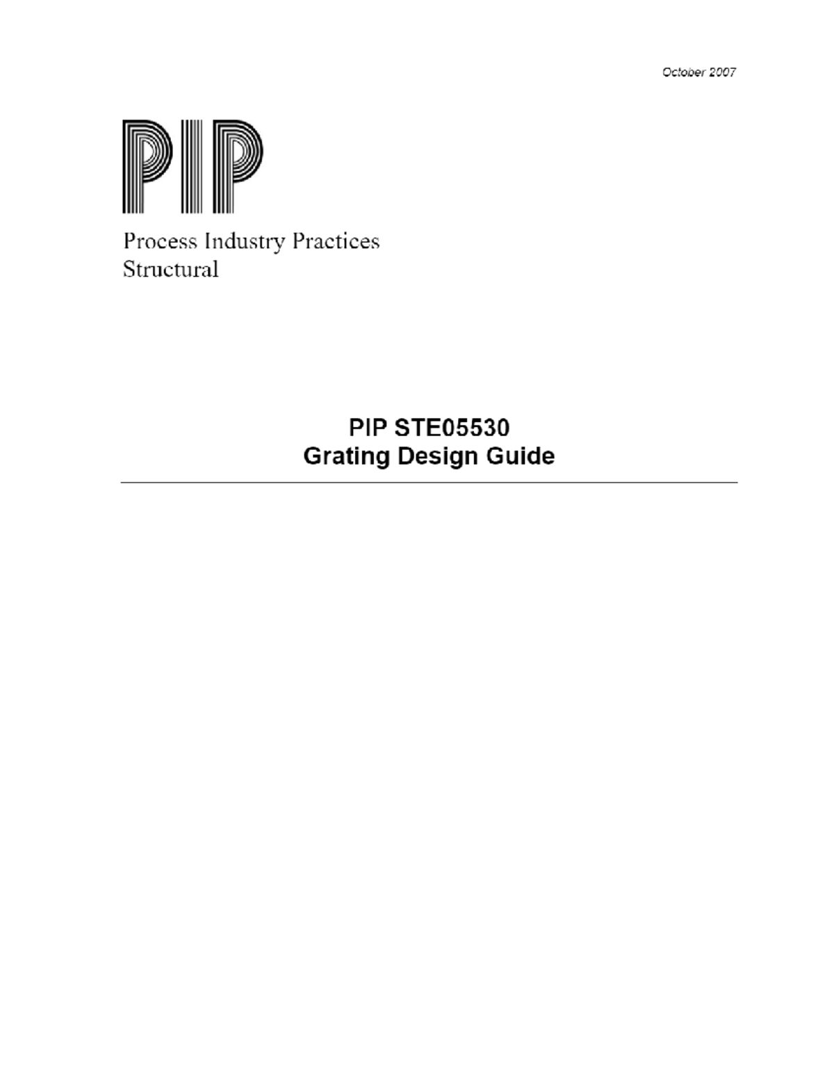 October Process Industry Practices Structural. PIP STE05530 Grating ...