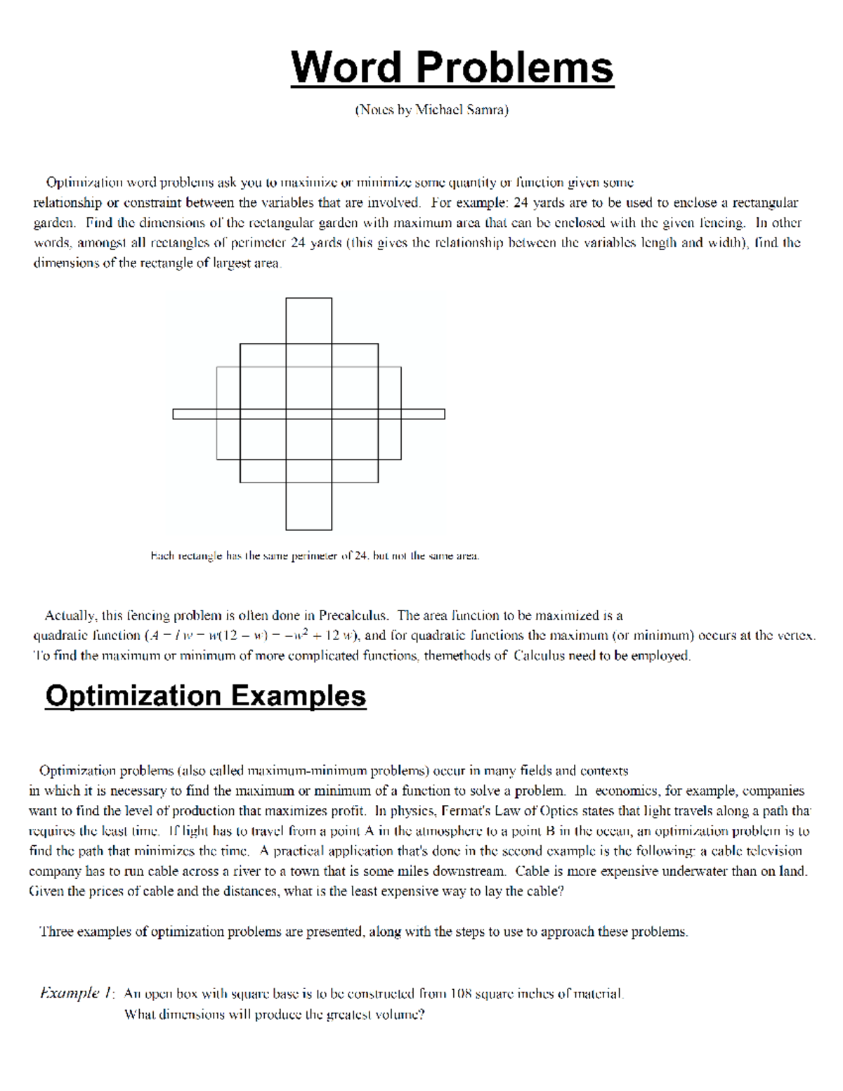 Optimization - Calculus with Geometry - MATH 150 - Studocu