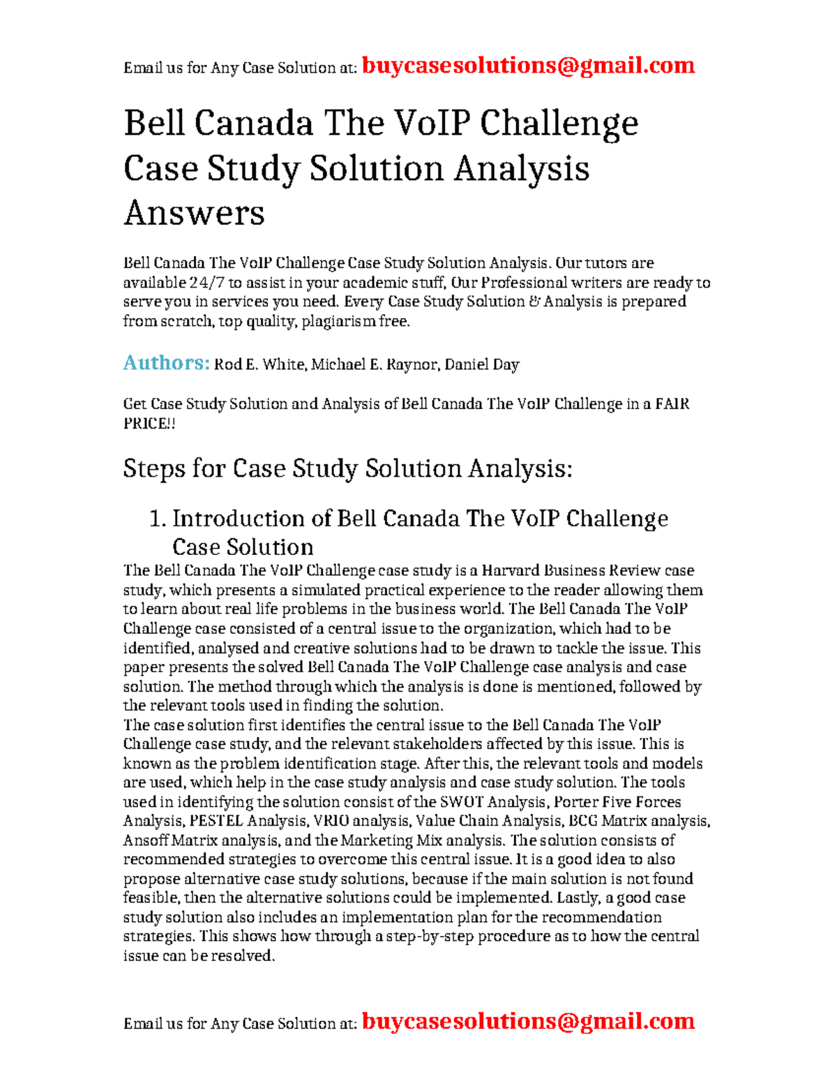 Case Solution Bell Canada The VoIP Challenge - Bell Canada The VoIP Challenge Case Study ...