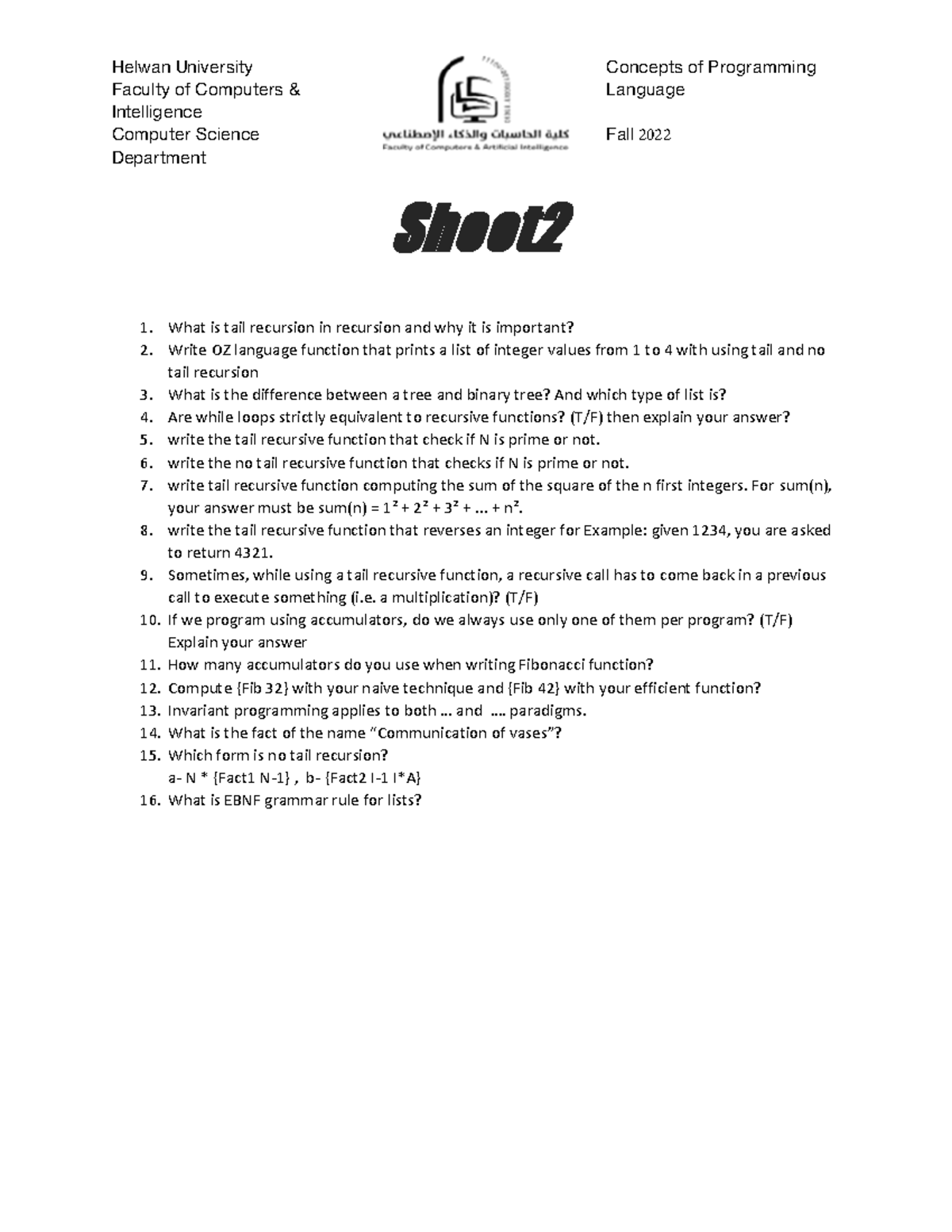 Sheet 3 - Helwan University Faculty of Computers & Intelligence ...
