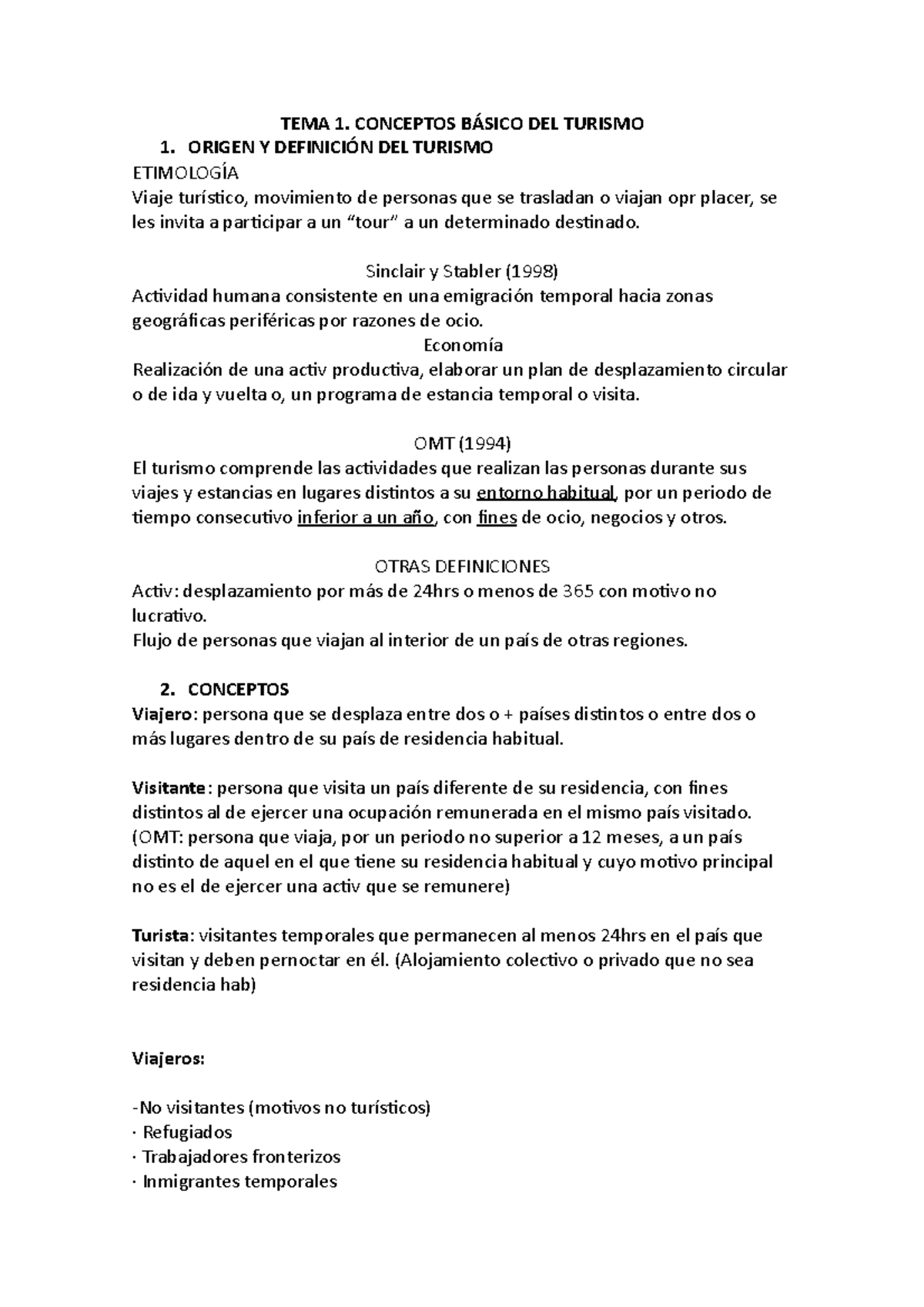IntroduccióN Al Turismo - TEMA 1. CONCEPTOS BÁSICO DEL TURISMO 1 ...