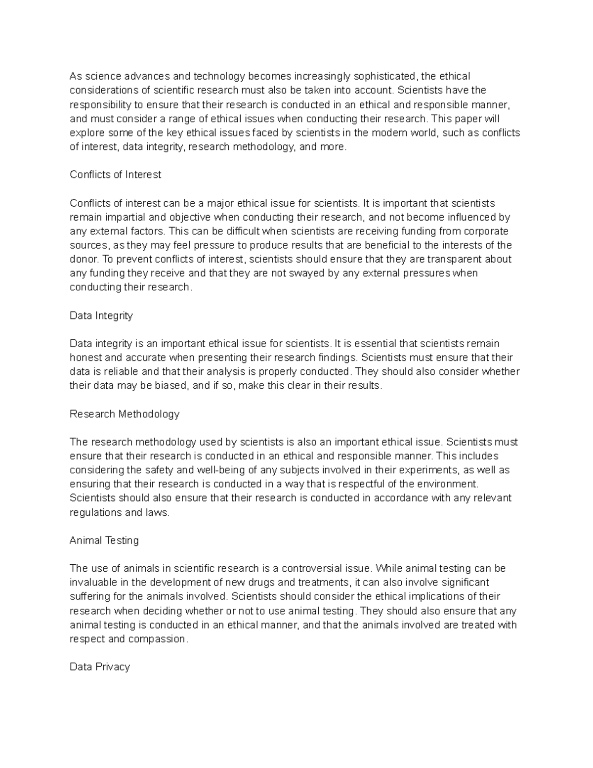 Ethical Issues for Scientist - As science advances and technology ...