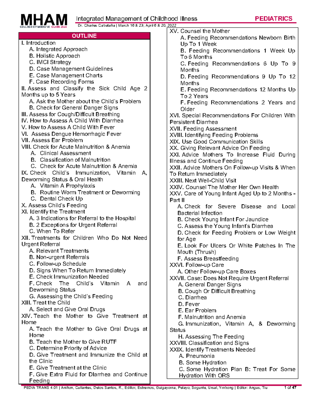 IMCI-Pedia-Algorithmm - MHAM Integrated Management of Childhood Illness ...