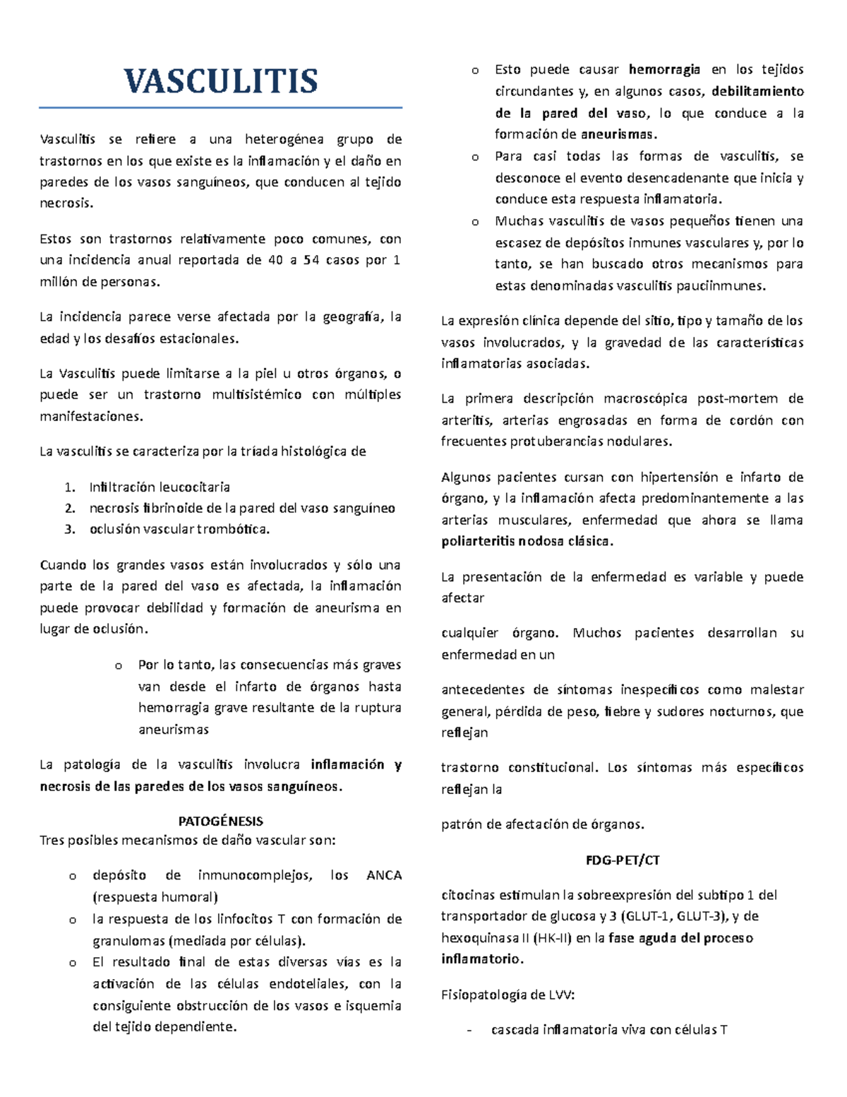 Vasculitis CLASIFICACION, DEFINICION, TIPOS, APLICAIONES EN PET ...