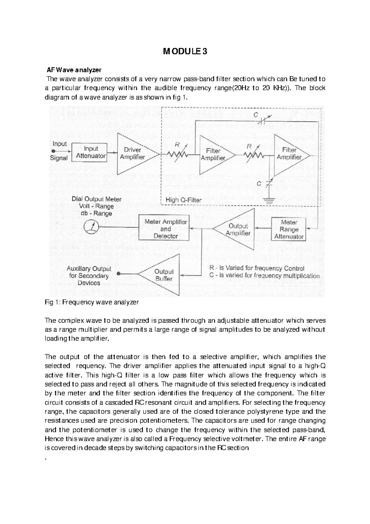 Wave analyzer - Complete notes for the subject of electrical engineeing ...