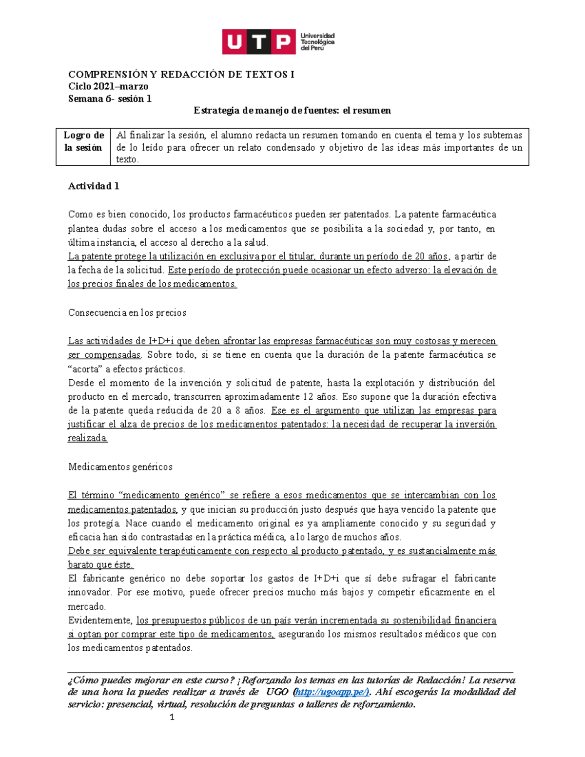 S06.s1 Material de clase (resumen) 2021-marzo - COMPRENSIÓN Y REDACCIÓN ...