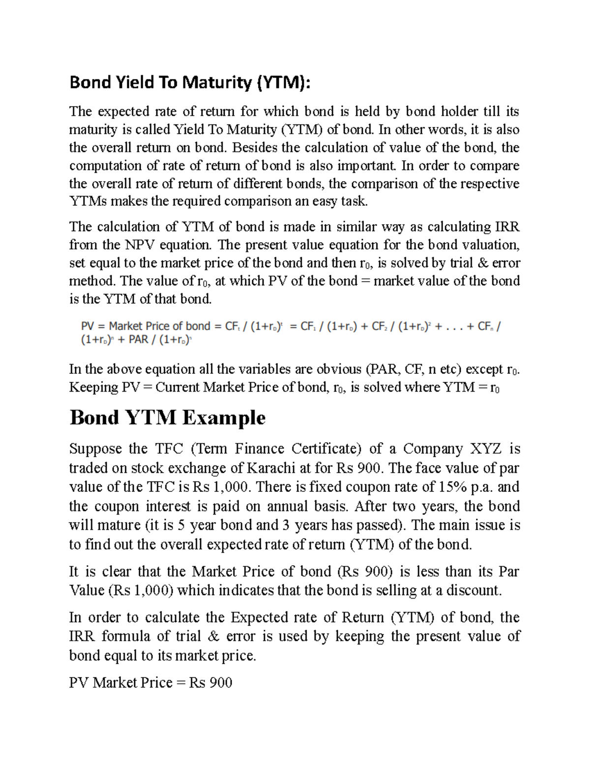 Bond Yield To Maturity - finance - Bond Yield To Maturity (YTM): The ...