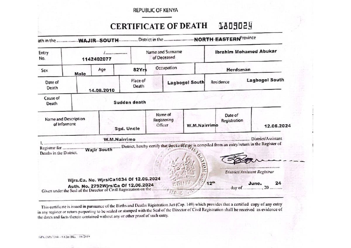 Cam Scanner 06-12-2024 15 - REPUBLIC OF KENYA CERTIFICATE OF DEATH ...