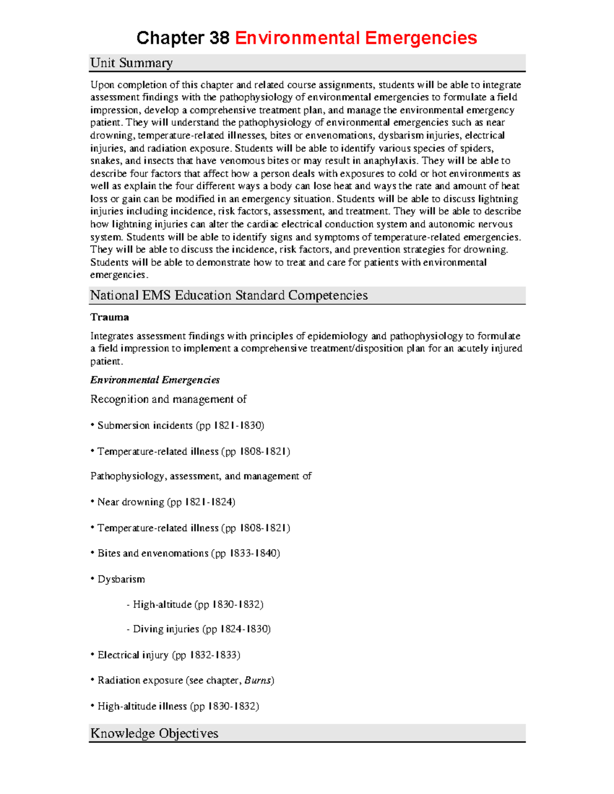 Ch38 Environmental Emergencies - Chapter 38 Environmental Emergencies ...