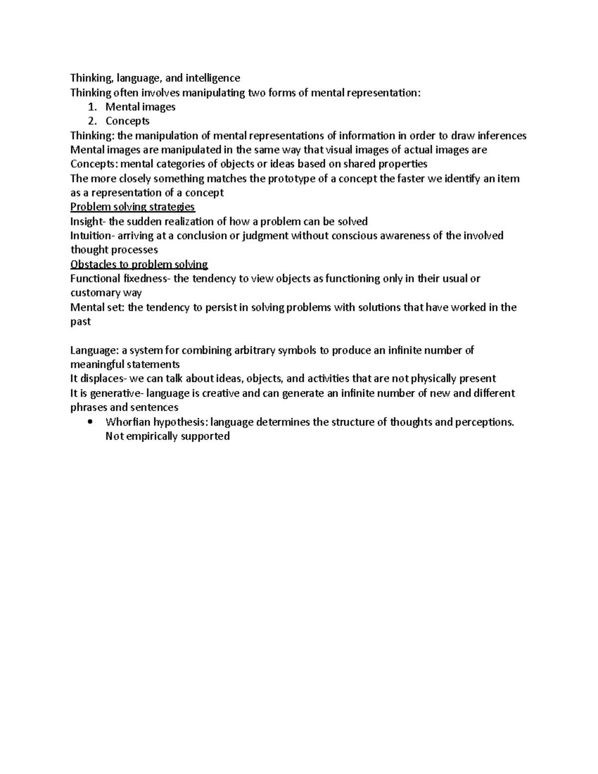 Thinking - psych 101- general psychology Edward Brautigan - Thinking ...
