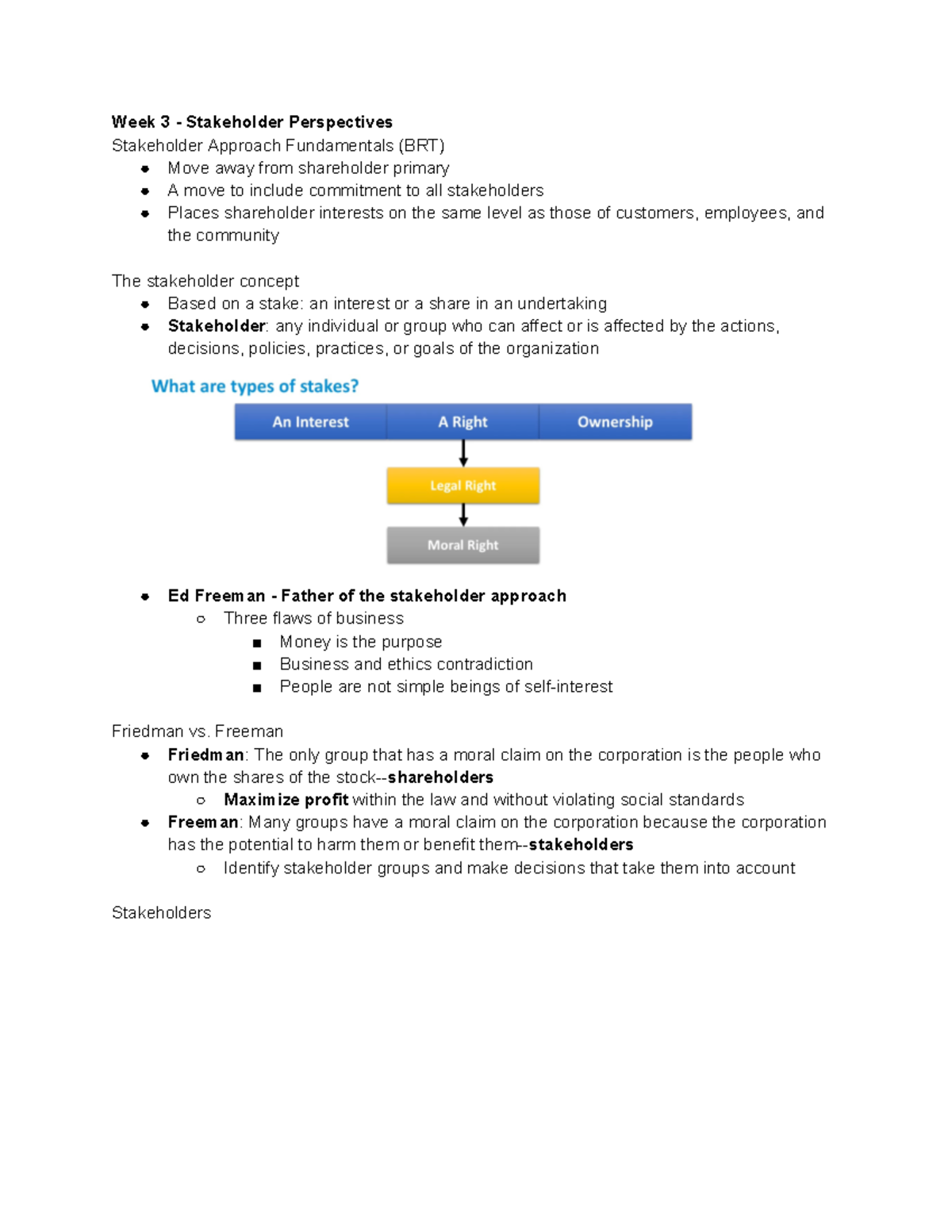 Sm131 week 3 lecture - week 3 notes - Week 3 - Stakeholder Perspectives ...