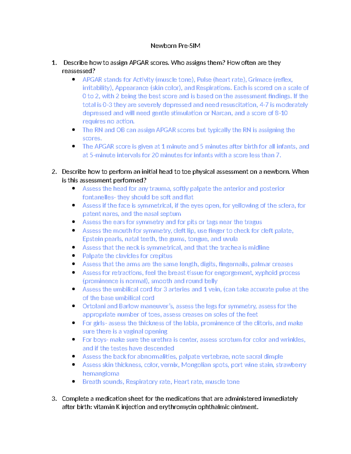 Newborn Pre-SIM - Pre-sim assignment- unit 5 - Newborn Pre-SIM 1 ...