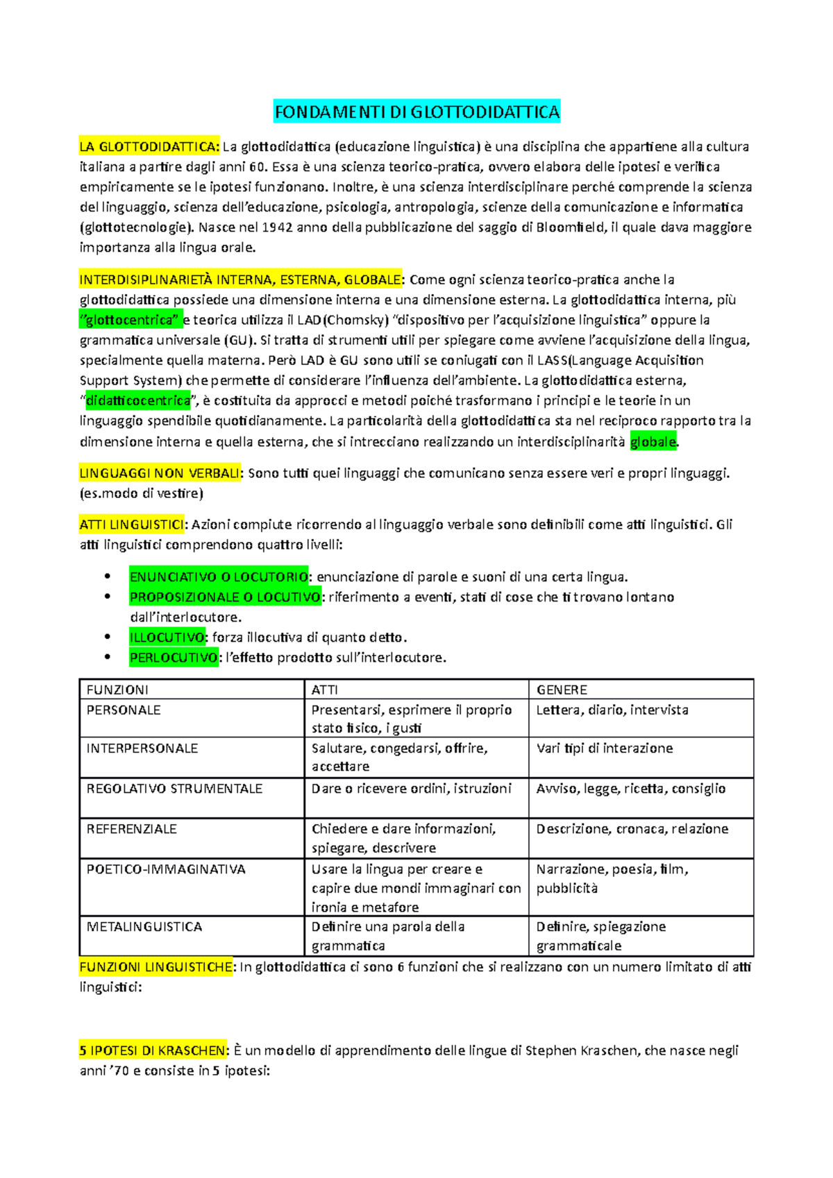 Glottodidattica - Essa è una scienza teorico-pratica, ovvero elabora ...