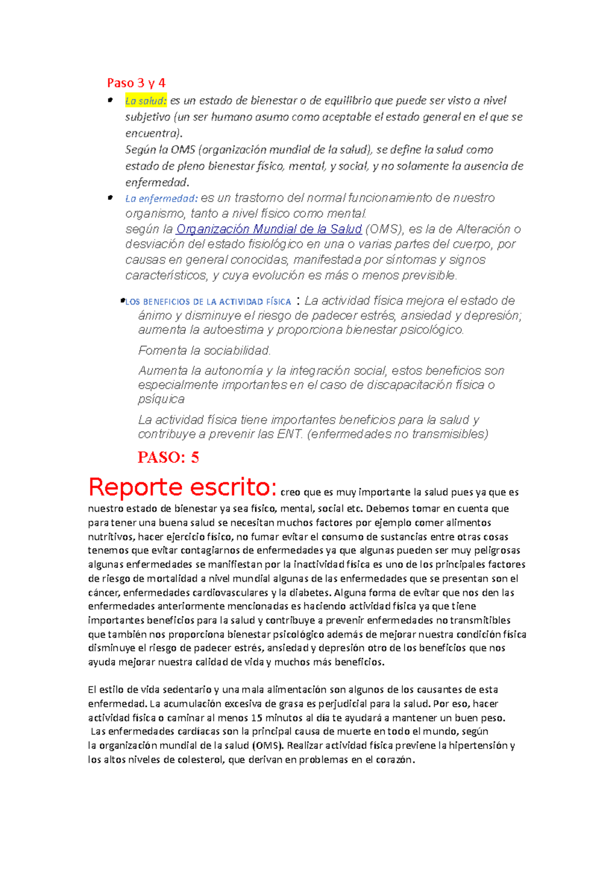 Vida-saludable - Laiox - Paso 3 y 4 La salud: es un estado de bienestar ...