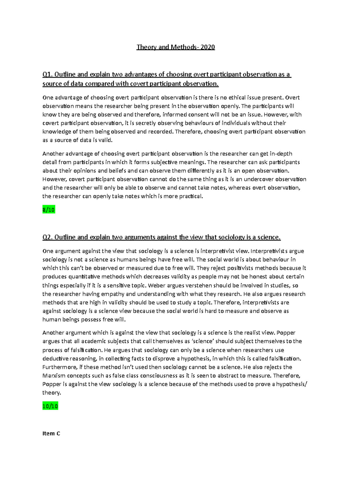 Outline and explain two advantages of choosing overt participant ...