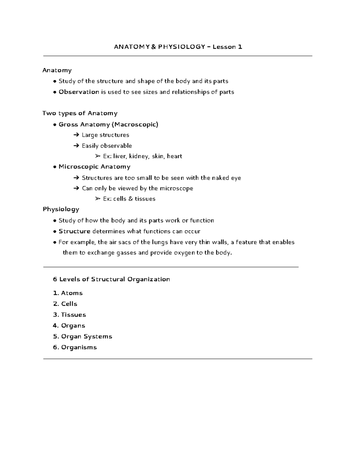 Lesson 1 - Ana Phy - Good luck - ANATOMY & PHYSIOLOGY - Lesson 1 ...