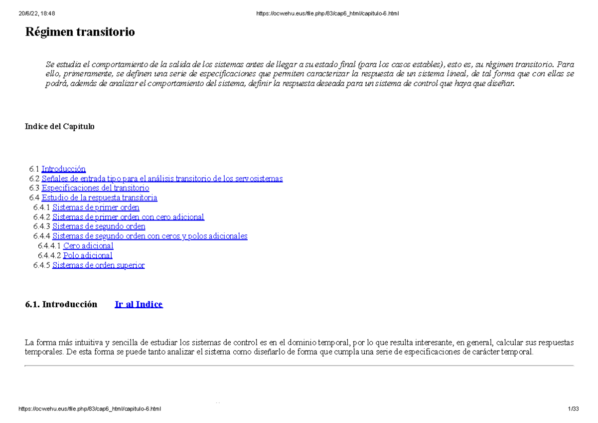 Capitulo-6 Resumen Bueno - Régimen transitorio Se estudia el ...