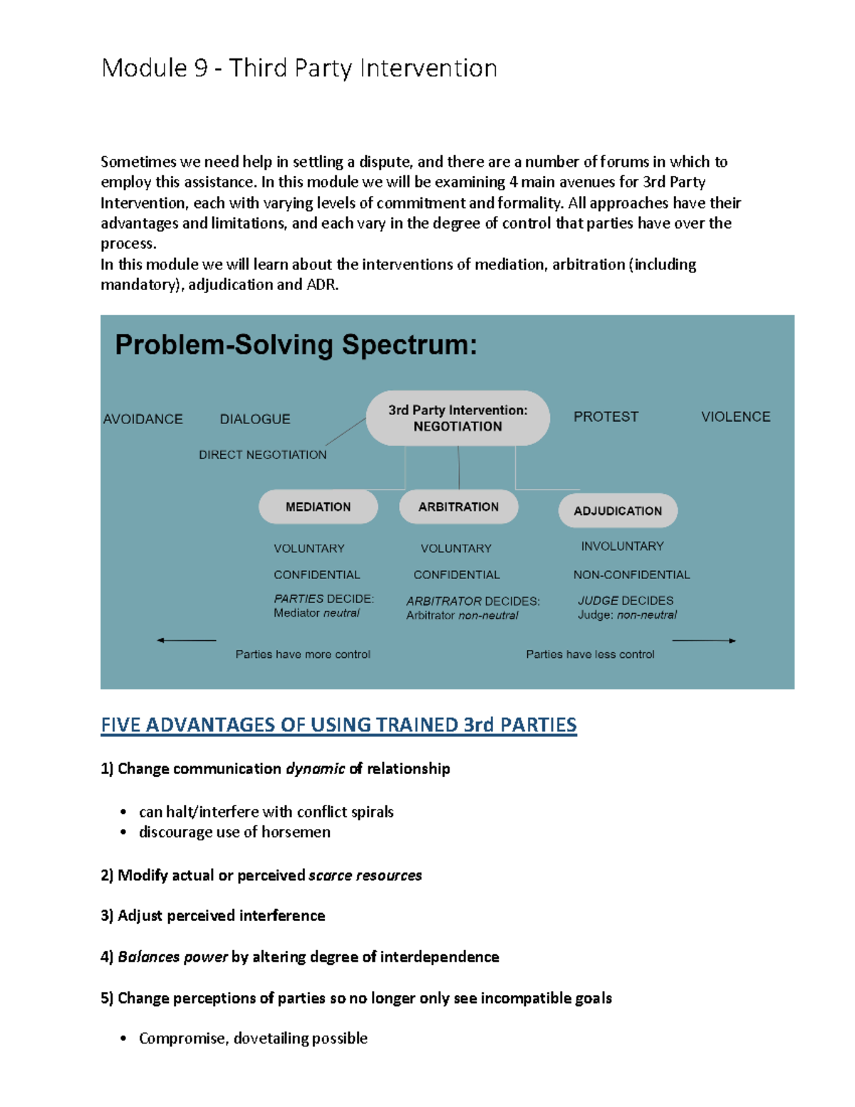 Module 9 - Third Party Intervention - - Studocu