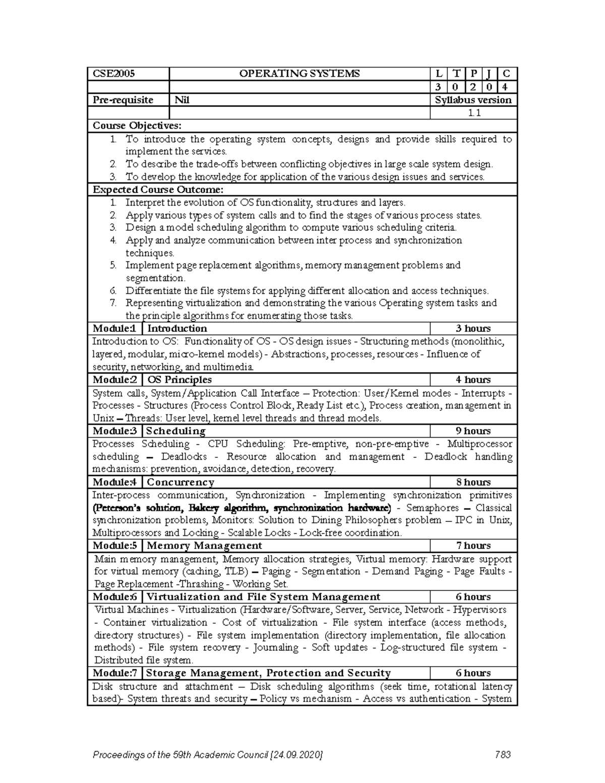 CSE2005 Operating- Systems ETH 1.1 63 CSE2005 59 ACP - CSE2005 OPERATING SYSTEMS L T P J C 3 0 2 ...