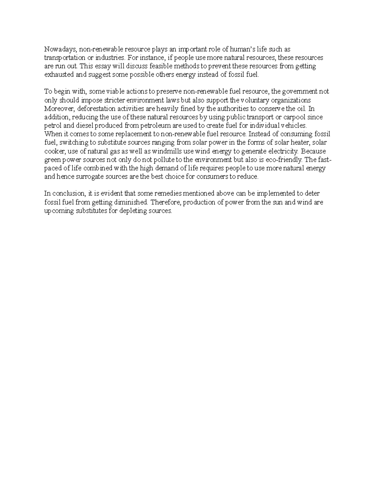 Fossil-fuel - bai tap tham khao - Nowadays, non-renewable resource ...