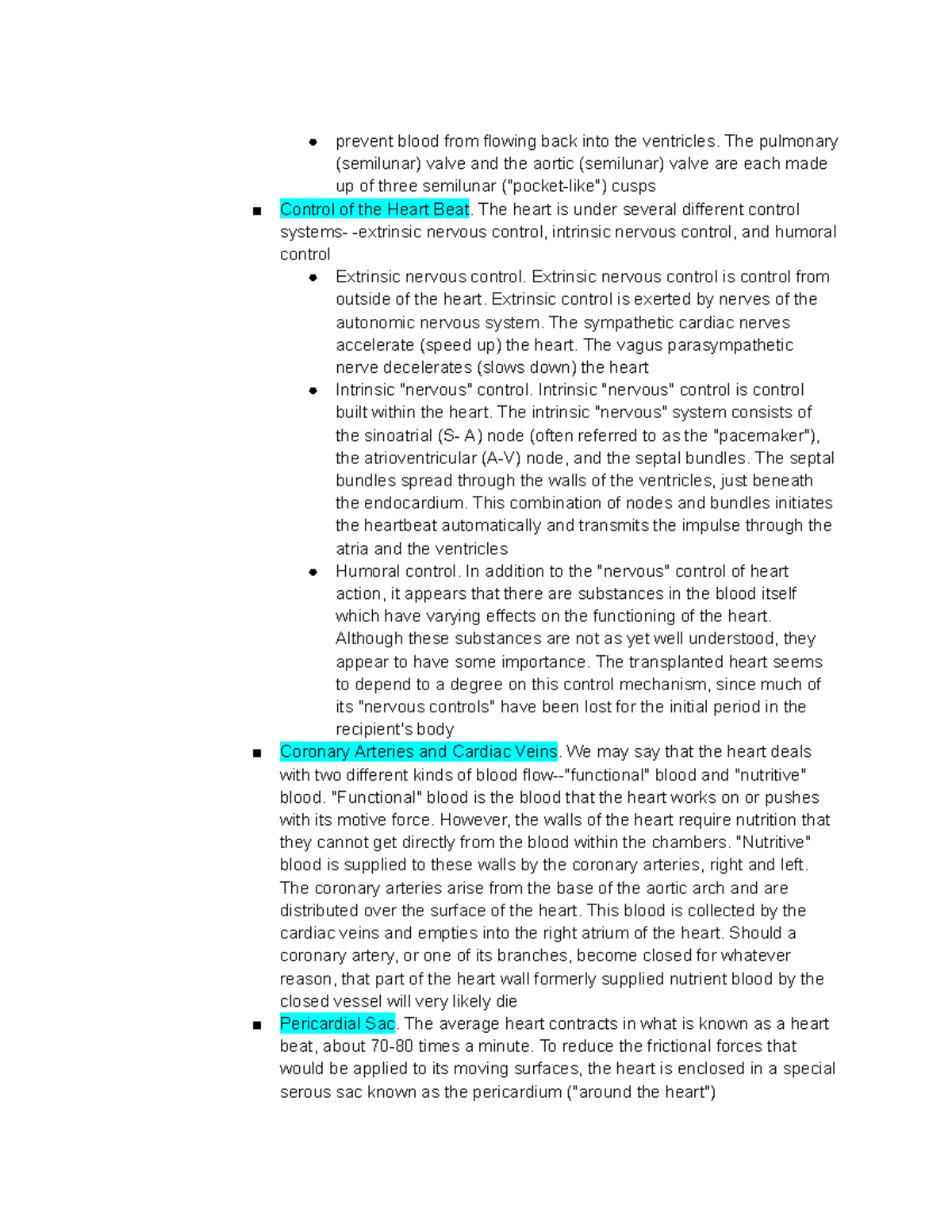 Cardiovascular and Lymphatic System - prevent blood from flowing back ...