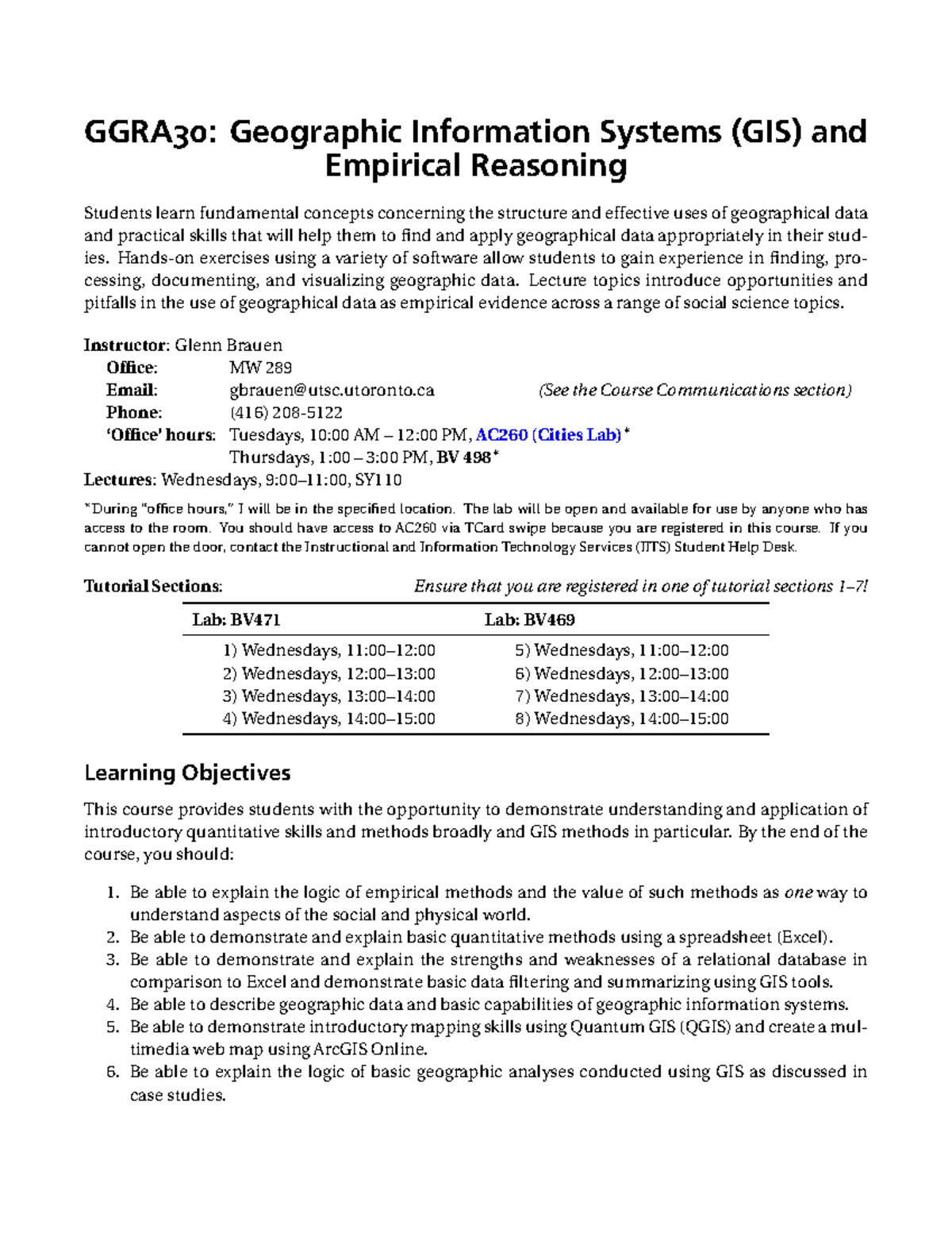Syllabus - Course content summary - GGRA30: Geographic Information ...