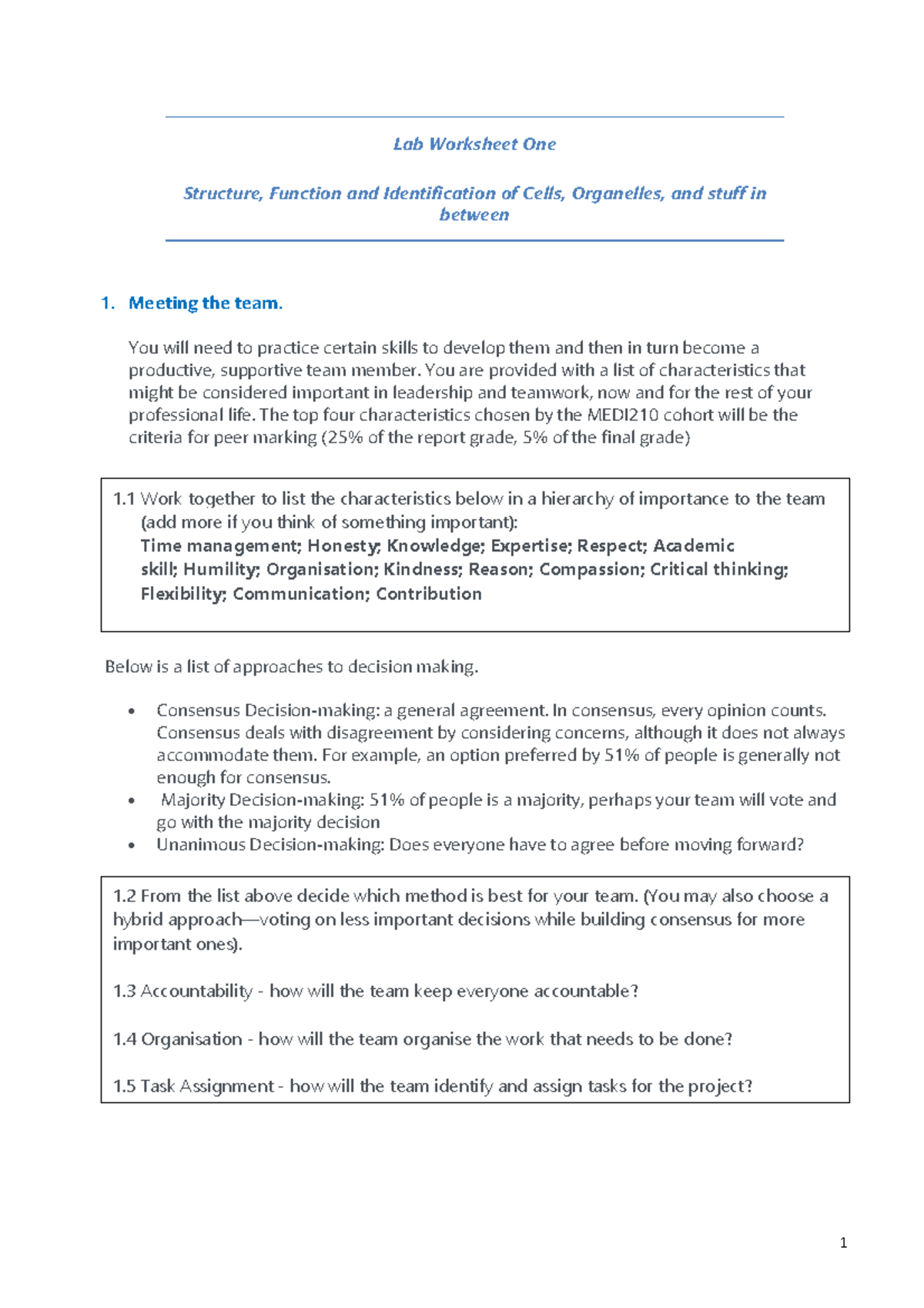 Lab Worksheet One - Histology - Lab Worksheet One Structure, Function ...
